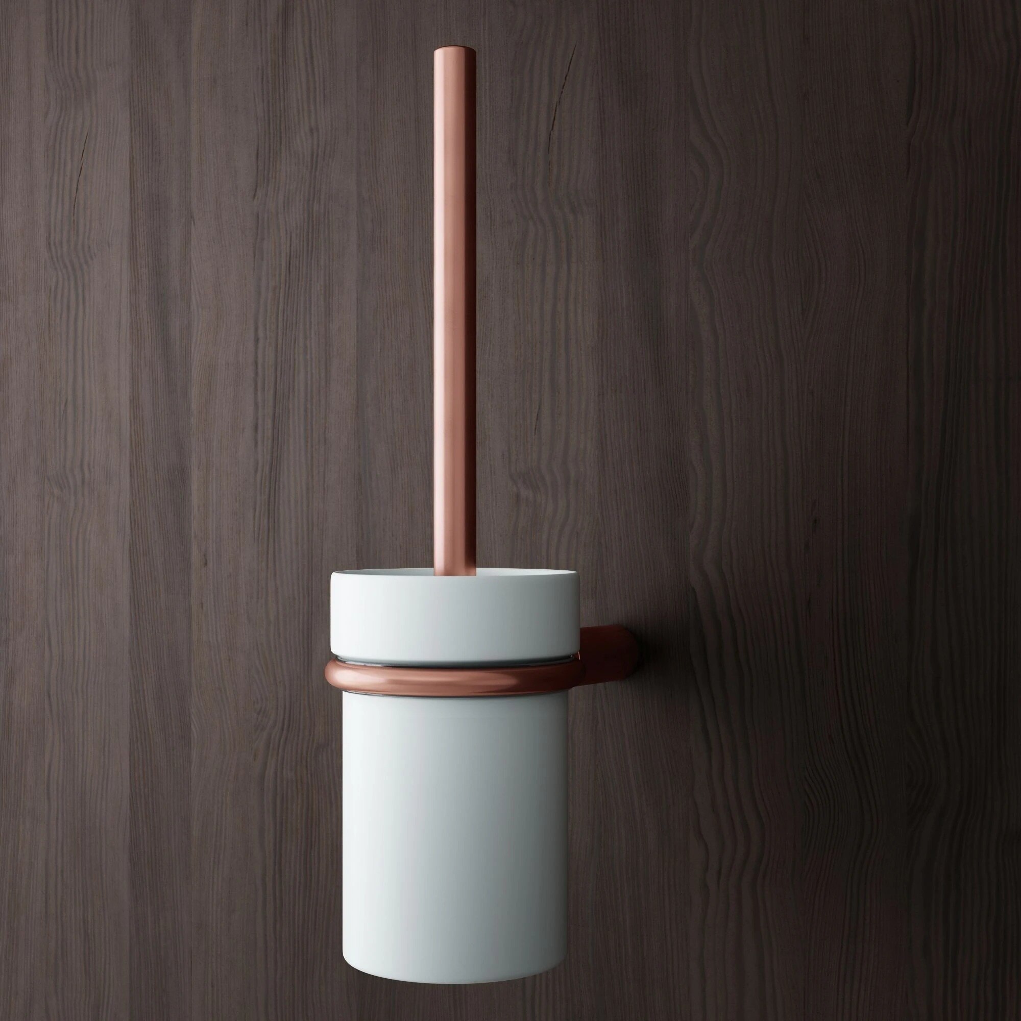 Perie WC Tube, din ceramica si metal, fixare prin gaurire, aspect cupru ...