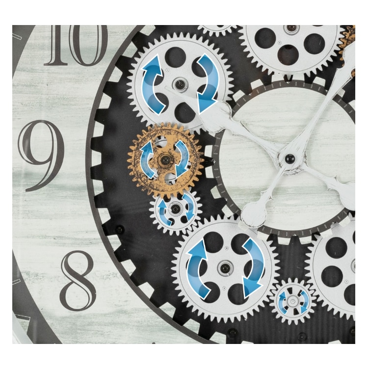 Ceas de perete 48x48 cm, roti dintate decorative, cifre arabe, fiabil ...