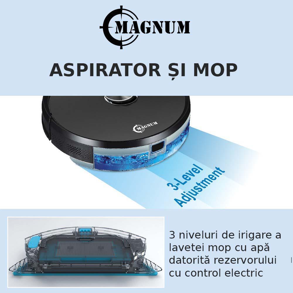 Robot aspirator MAGNUM ONE, Aplicatie lb romana, Functie Mop, Navigatie ...