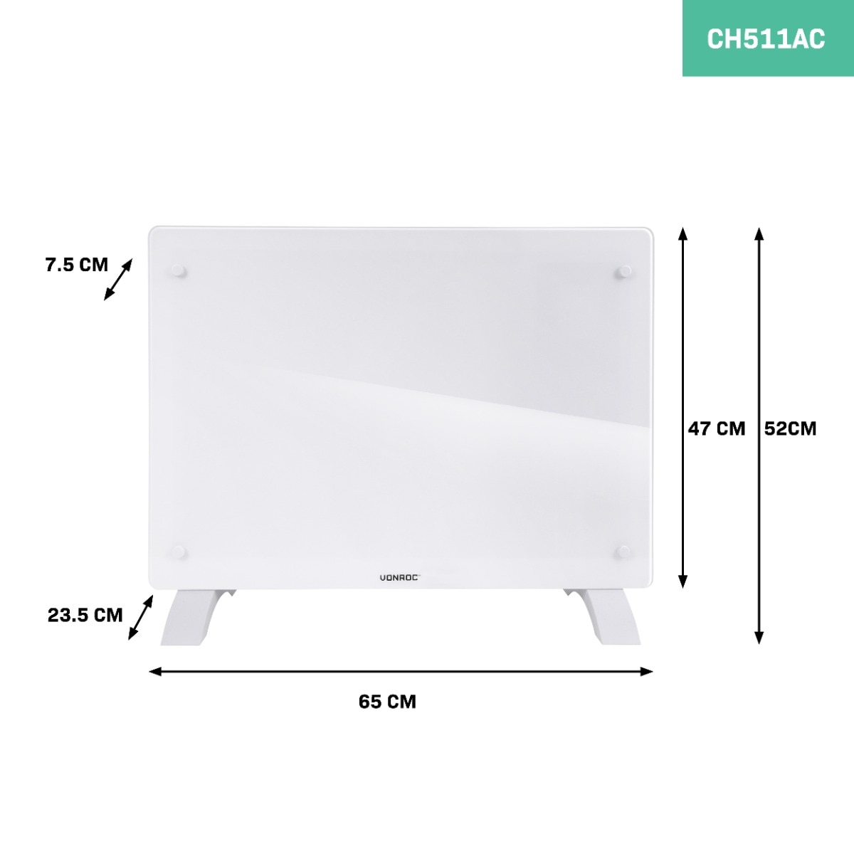 Електрически конвектор VONROC, CH511AC_WHITE, Луксозен, 1500 W, Wi-Fi ...