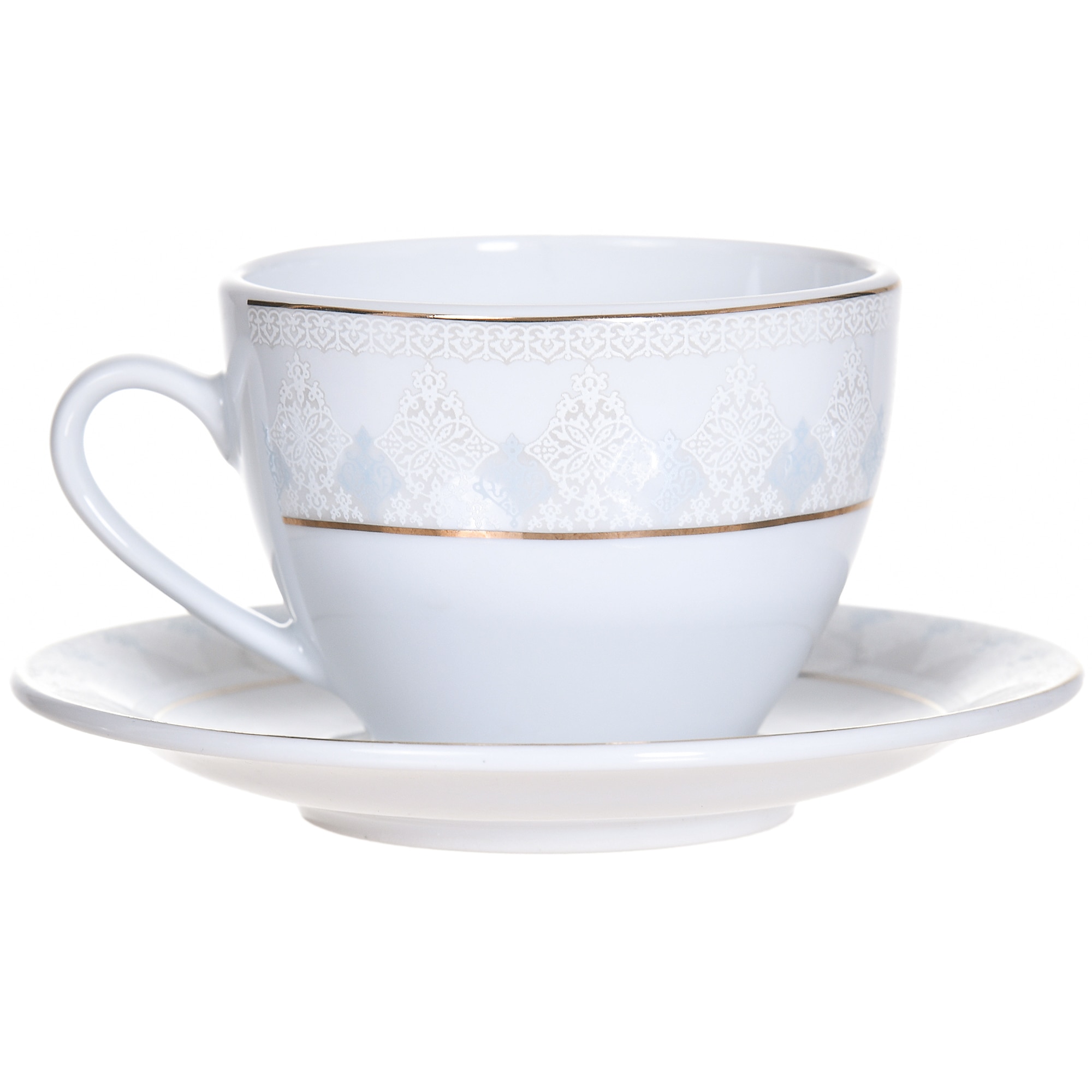 Set cafea 12 piese Dinova Narbon, portelan cu margini lucrate in aur, 190ml - eMAG.ro