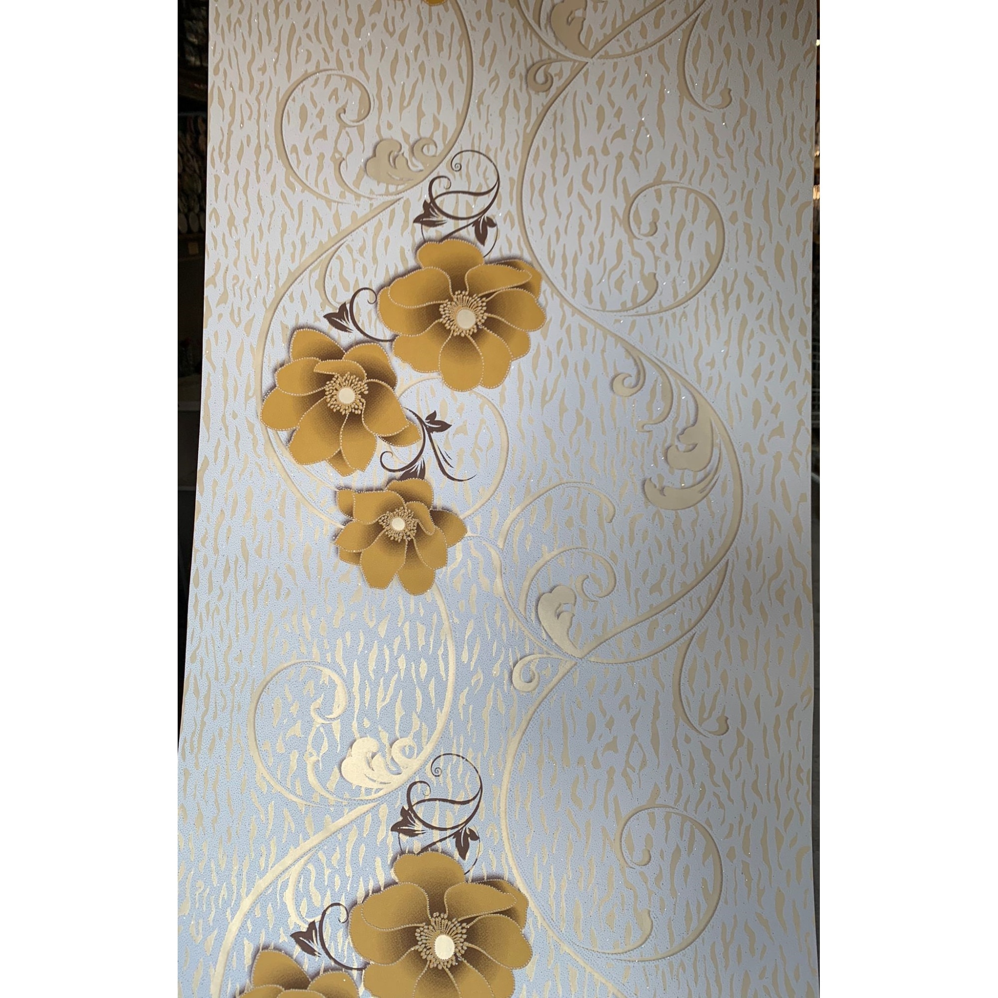 Tapet floral, alb mustariu, dormitor, living, lavabil Akryl, 33771 0 ...