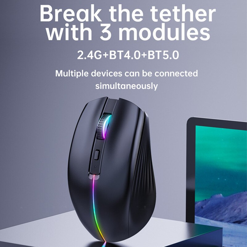 Mouse wireless CeruleTree, RGB, DPI reglabil, Negru - eMAG.ro
