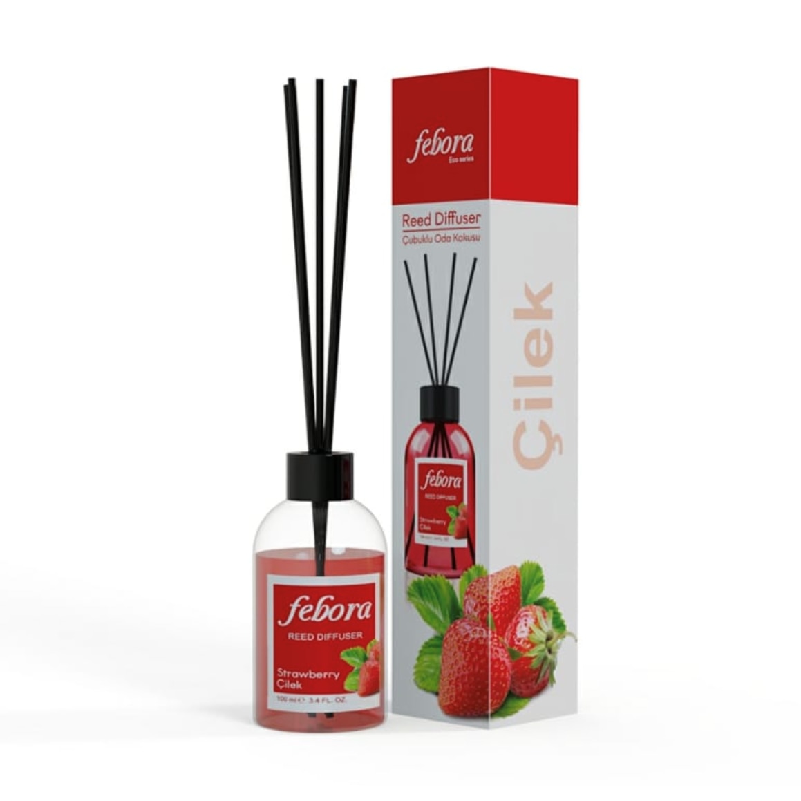 Odorizant camera cu betisoare Febora, 100 ml, Aroma de Capsuni - eMAG.ro