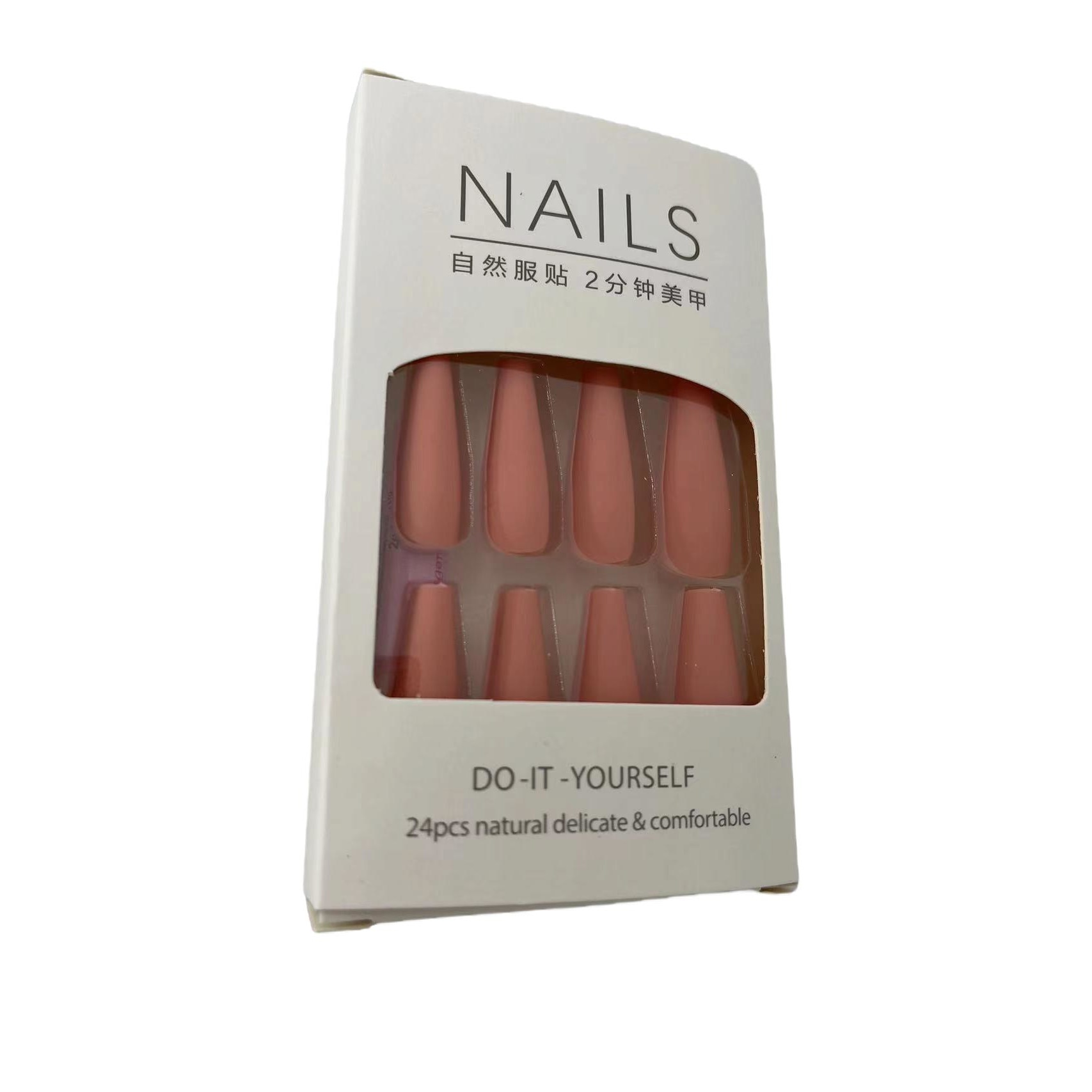 Set 24 unghii false press-on, ABS, Tip balerina, Adezive, Corai - eMAG.ro