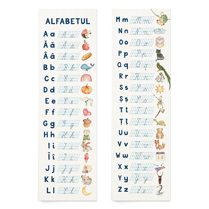Set 24 semne de carte cu literele alfabetului in limba romana, Alphabet Mix, Zizula Cards - eMAG.ro