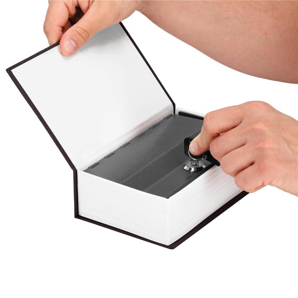 Seif, caseta valori, cutie metalica cu cheie, portabila, tip carte ...