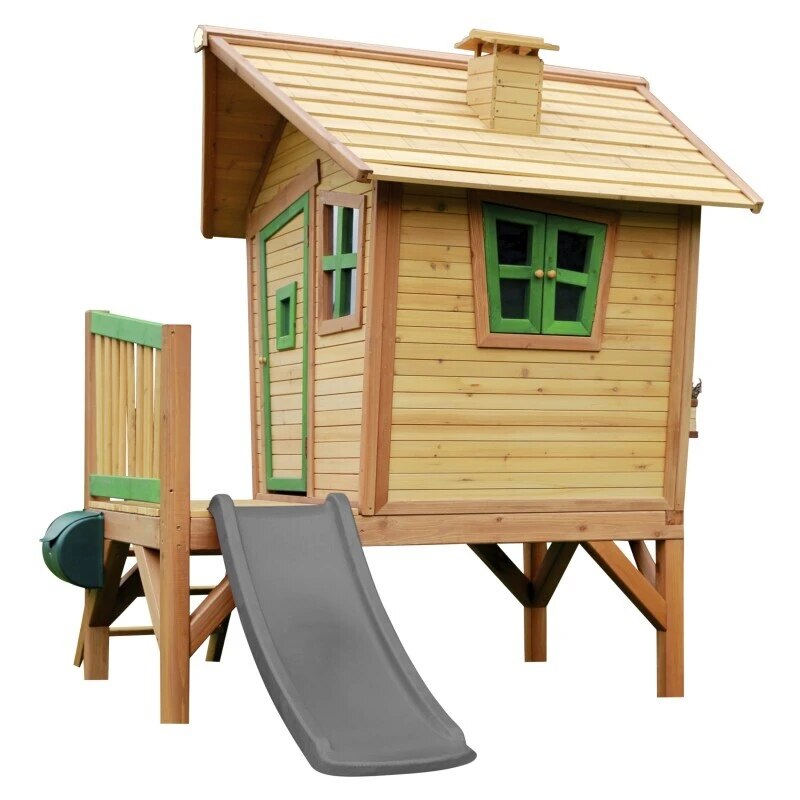 Детска къща с пързалка, AXI Robin, Сив - eMAG.bg