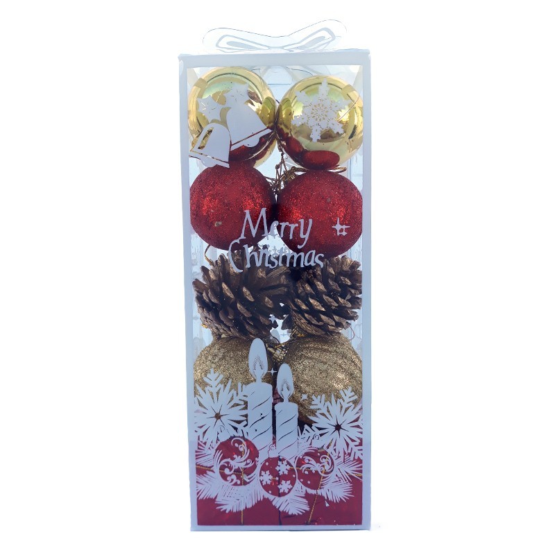 Set 16 decoratiuni pentru brad, din plastic, formate din globuri si ...