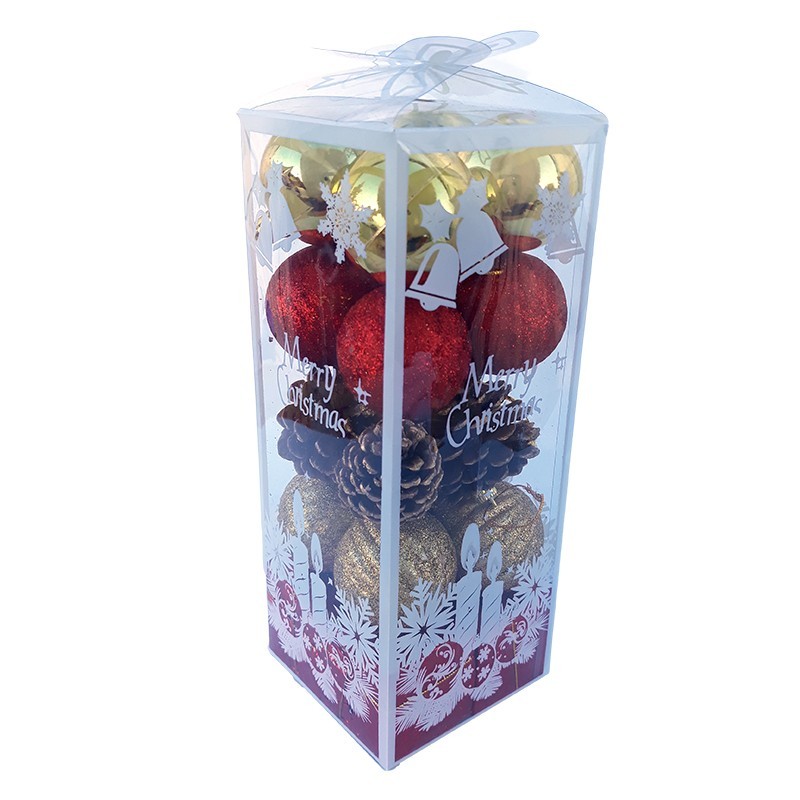 Set 16 decoratiuni pentru brad, din plastic, formate din globuri si ...