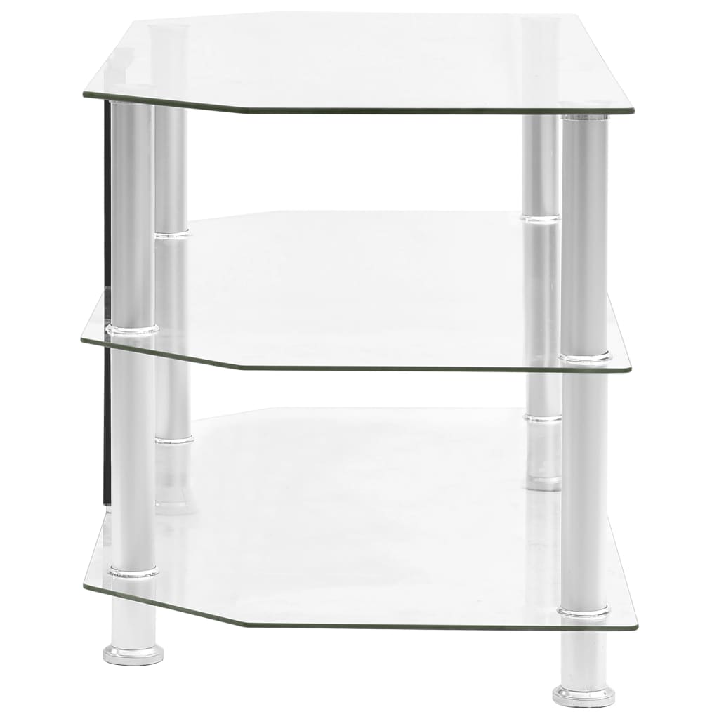 Comoda TV cu 3 rafturi, Sticla securizata, 96x46x50 cm, Transparent ...