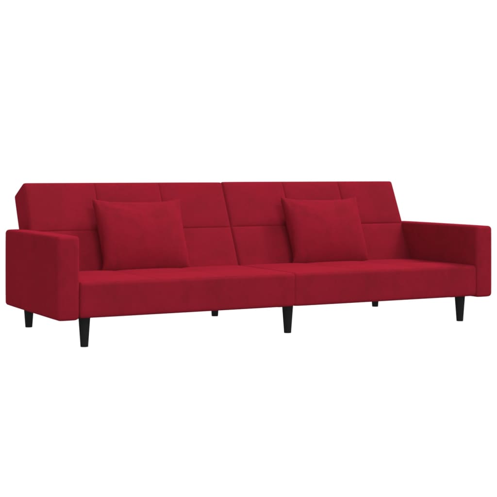 Canapea extensibila,2 persoane, cu 2 locuri,220x84,5x69 cm, rosu vin, 2 ...