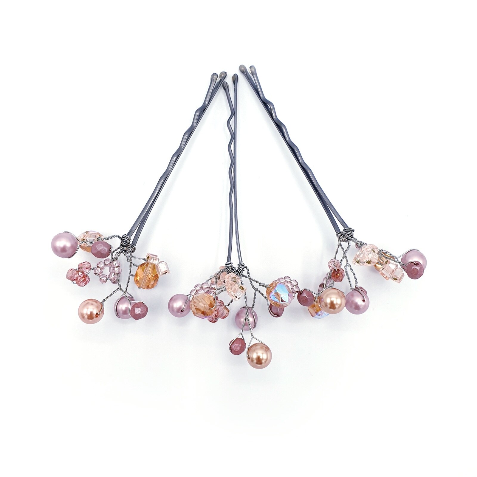 Set 3 agrafe par pentru mireasa sau nasa, Zia Fashion, perle si ...