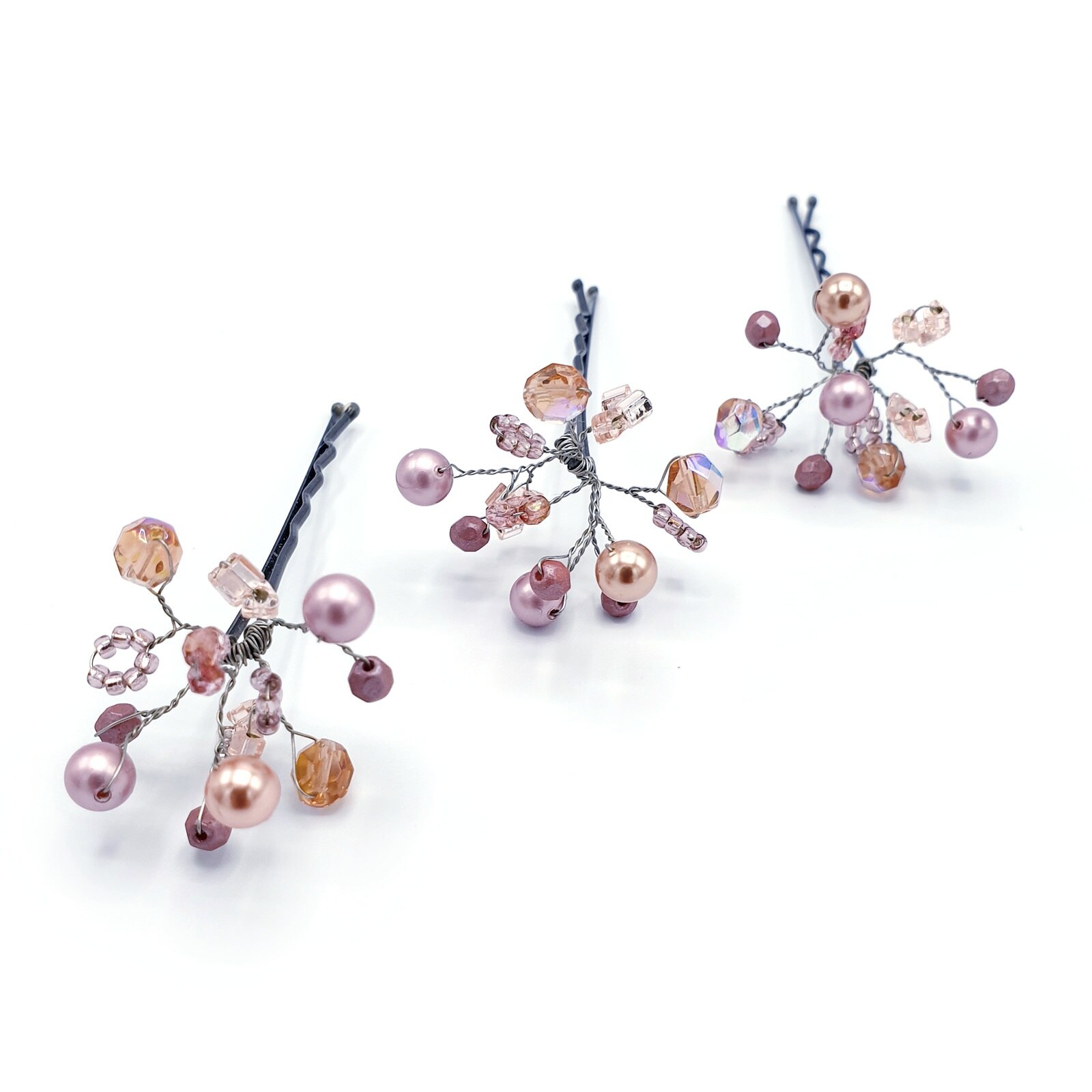 Set 3 agrafe par pentru mireasa sau nasa, Zia Fashion, perle si ...