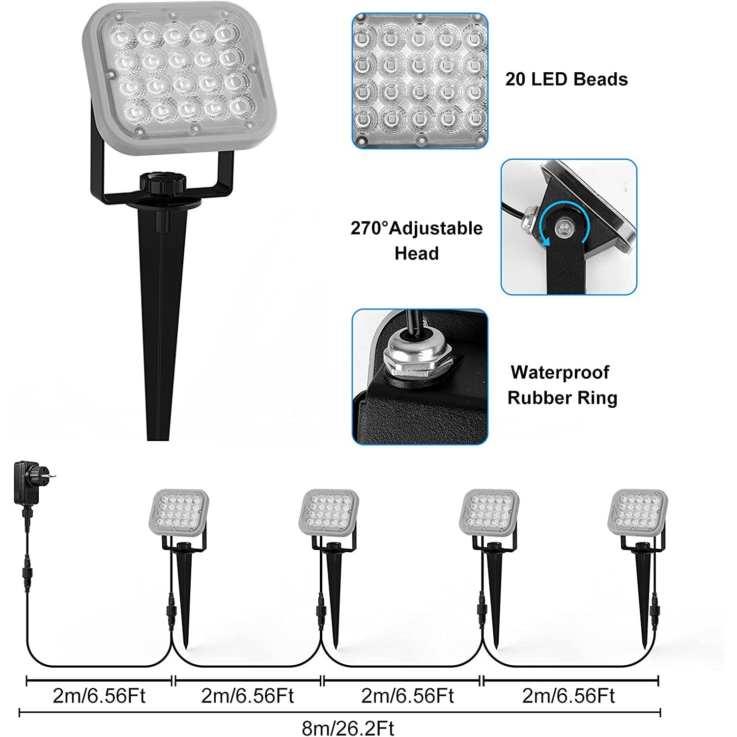 Set 4 Spoturi LED de exterior RGB, de iluminat gradina, Bluetooth ...