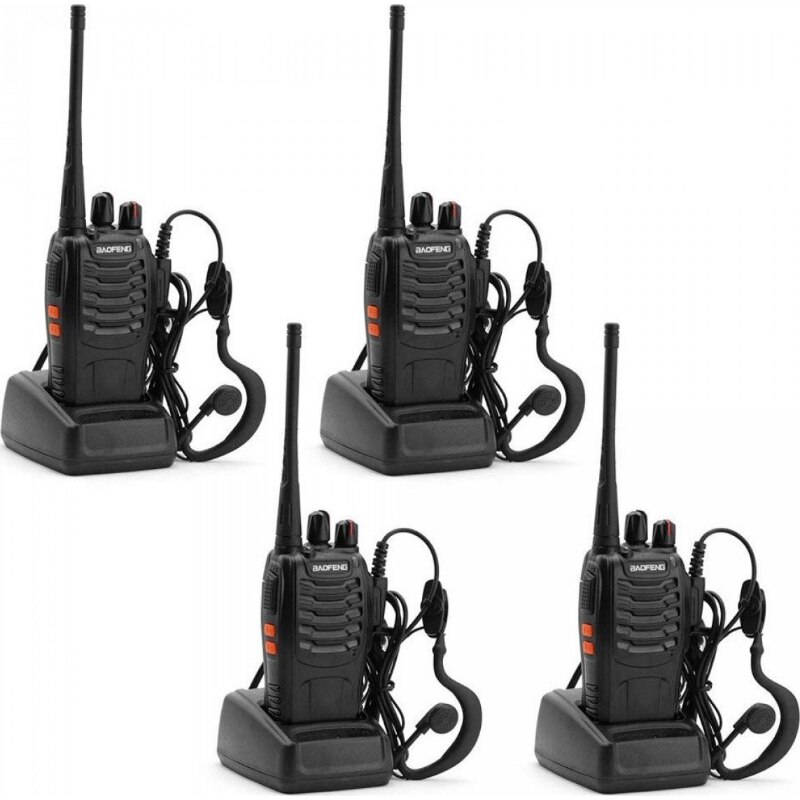 Set 4 statii radio, Baofeng, Wireless, UHF/VHF, 5W, Fara ecran, Negru ...