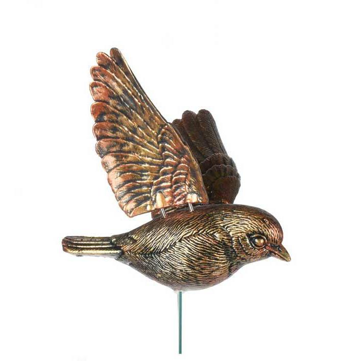 Set 4 pasari pentru gradina, Plastic, 60 cm, Roz/Auriu - eMAG.ro