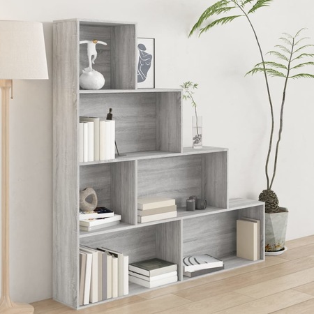 Dulap de carti, gri sonoma, 155x24x160 cm, pentru carti, DVD-uri 815361 ...