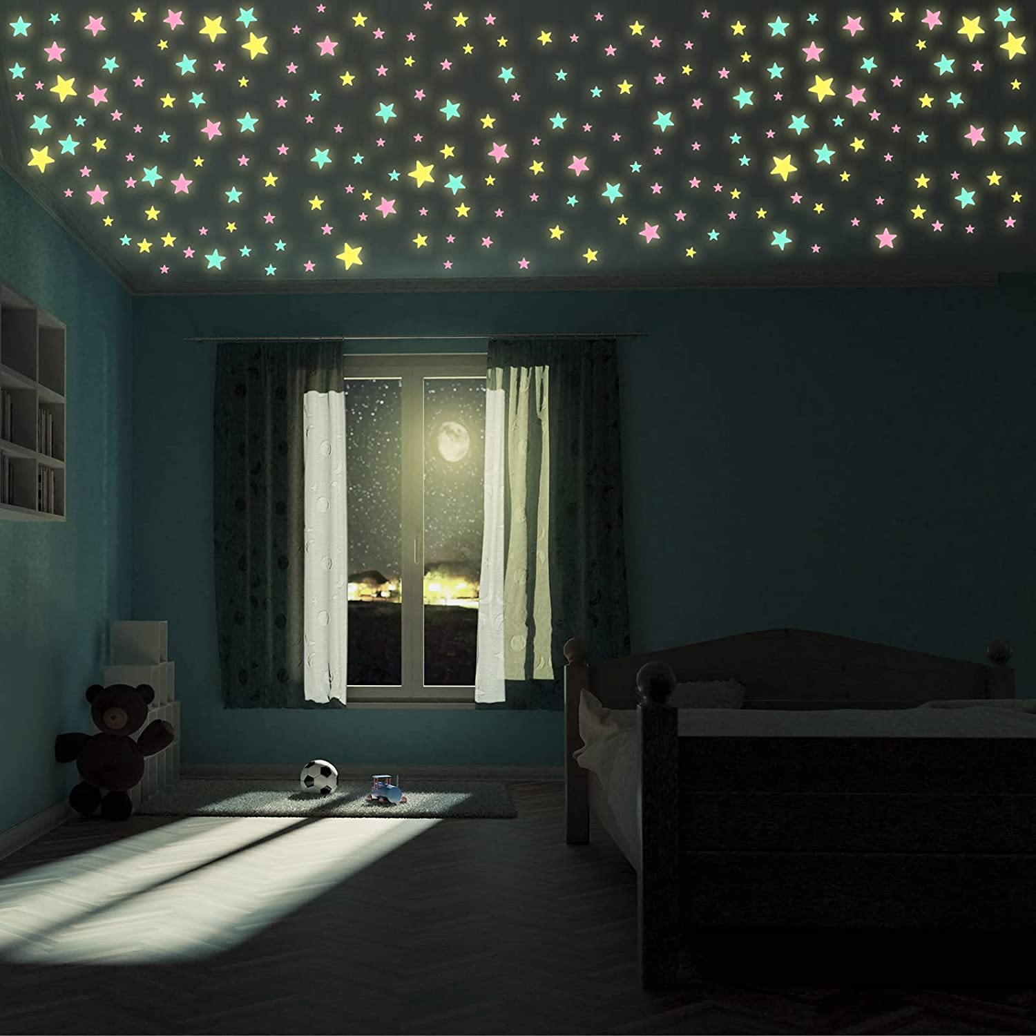 Set 112 stickere fosforescente, Ronyes, Decorarea camerei, Stele, luni ...