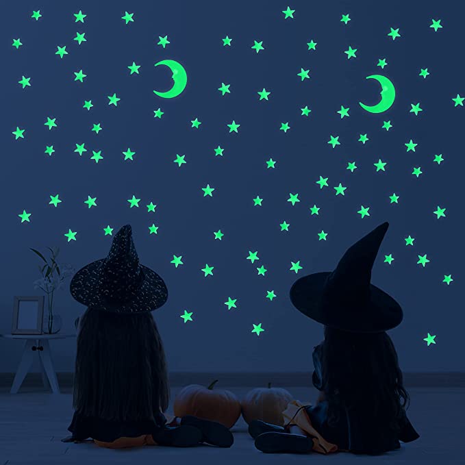 Set 112 stickere fosforescente, Ronyes, Decorarea camerei, Stele, luni ...