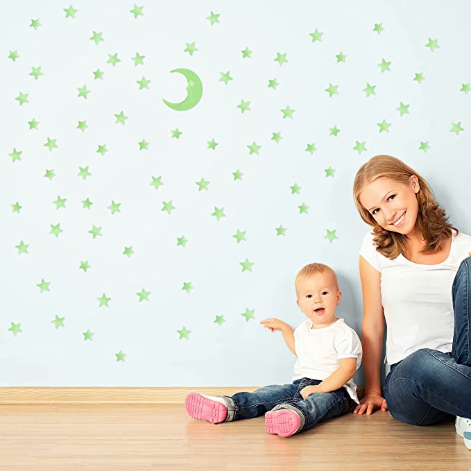 Set 112 stickere fosforescente, Ronyes, Decorarea camerei, Stele, luni ...