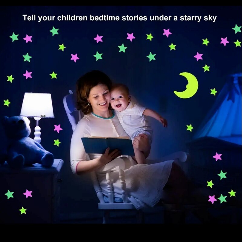 Set 112 stickere fosforescente, Ronyes, Decorarea camerei, Stele, luni ...