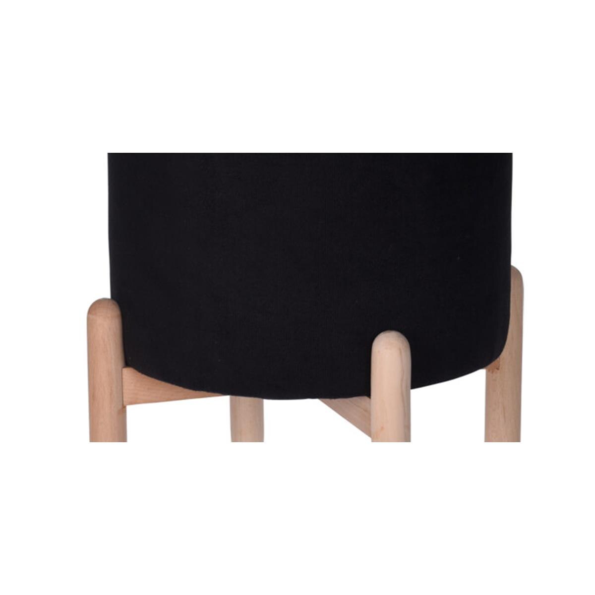 Taburet, Velur/Lemn, 38cm, Negru - eMAG.ro