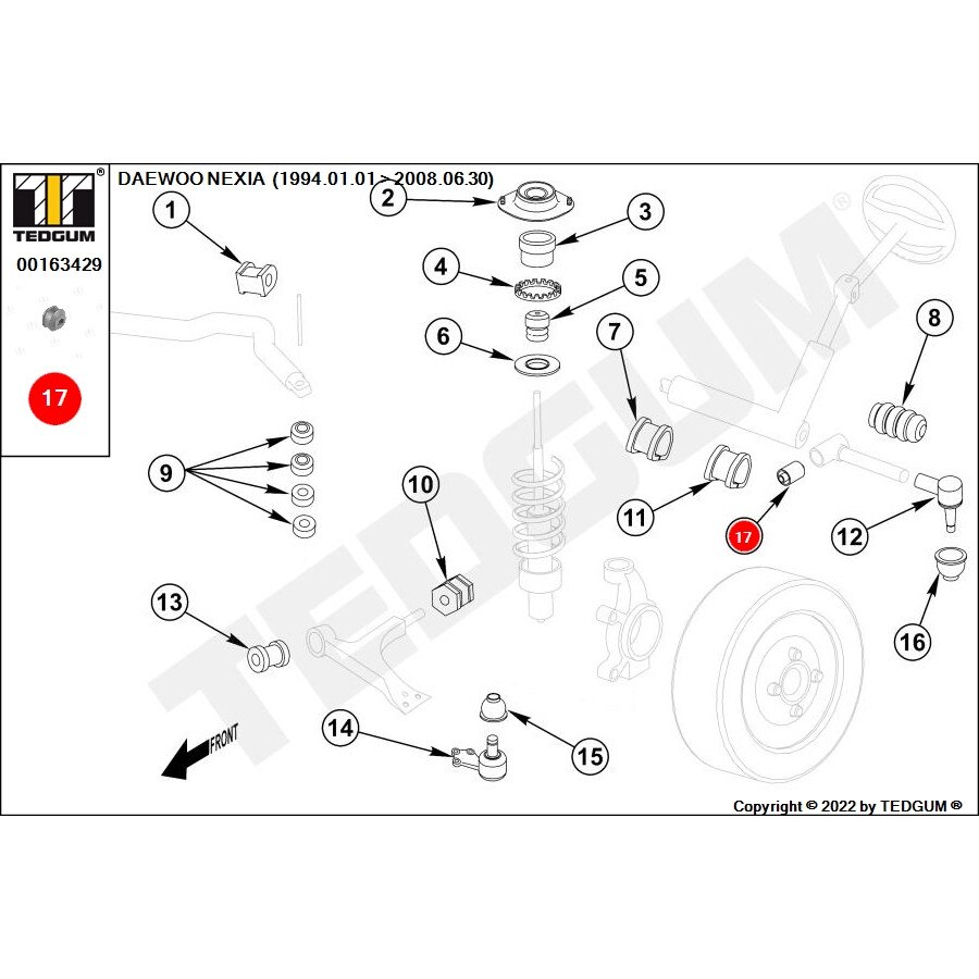 Bucsa tija directie, Tedgum, Pentru Daewoo, Gri - eMAG.ro