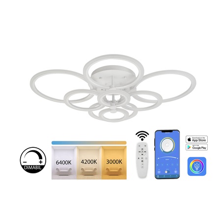 Lustra LED Rhea Home Light RHL60824 4+4, telecomanda, dimabila,max.150W ...