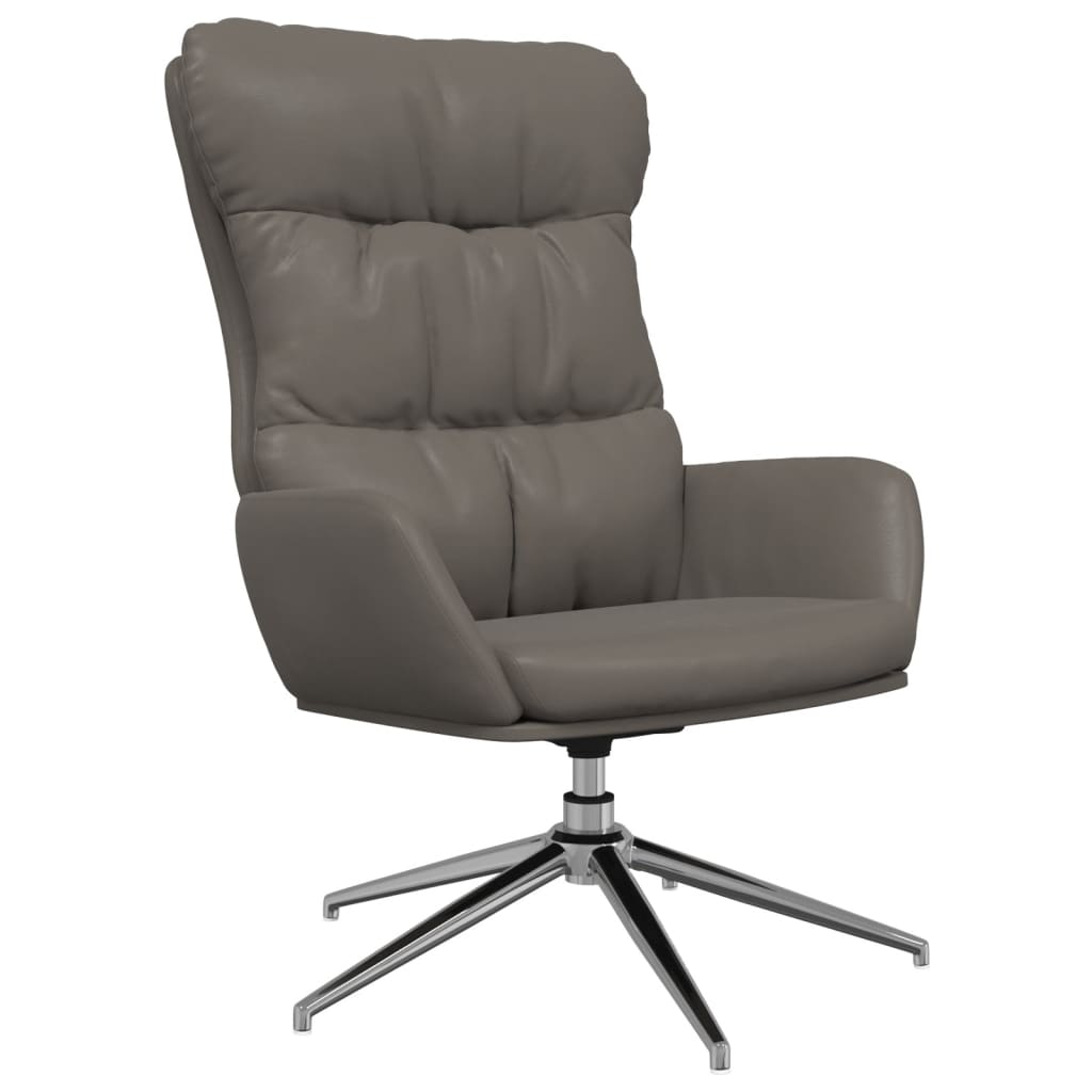 Scaun de relaxare cu taburet vidaXL, gri, piele ecologica, 70 x 77 x 98 ...