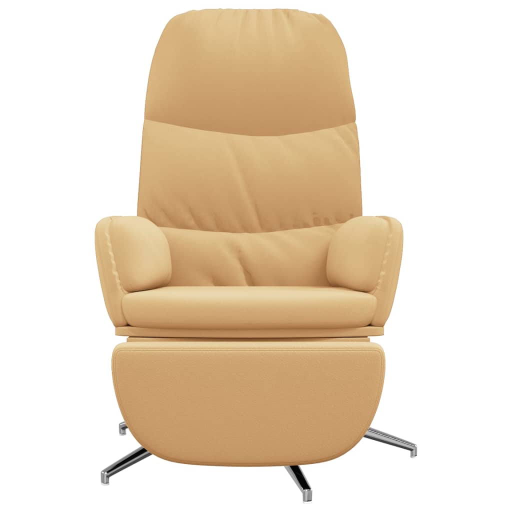 Scaun relaxare cu suport picioare alb crem vidaXL, piele intoarsa eco ...