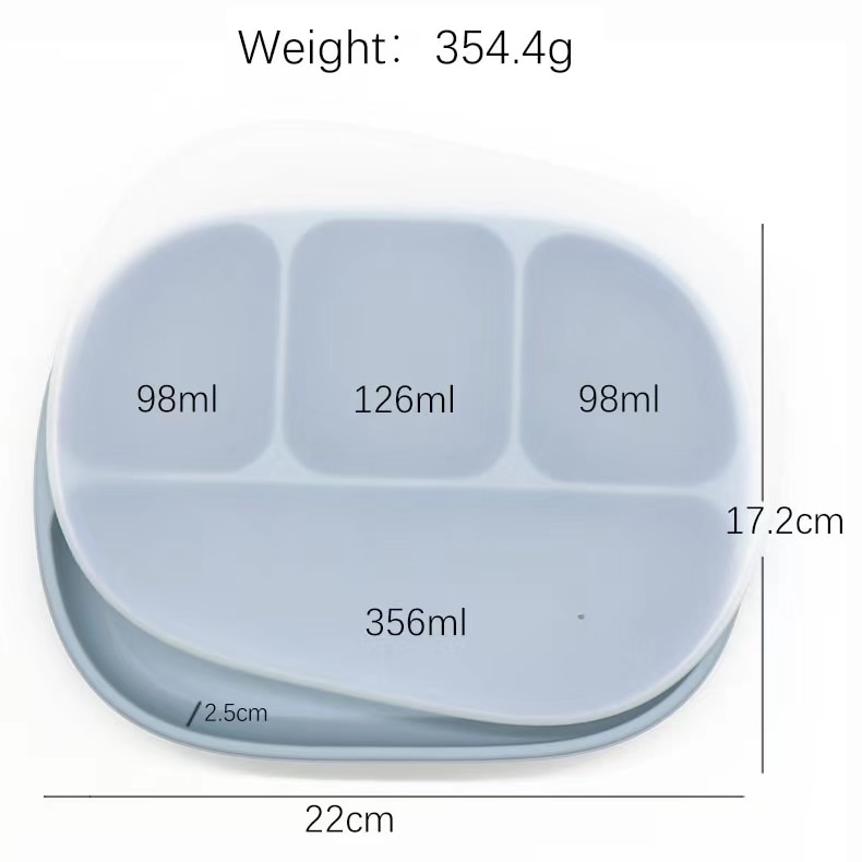 Set hranire bebe din silicon, iYAiYO, 1 baveta, 1 farfurie compartimentata, 1 bol cu ventuza, 1 ...