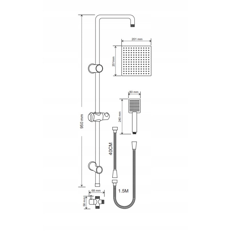 Set de dus Silla Elite eS-3006B baterie cada / dus, cu suport culisant ...