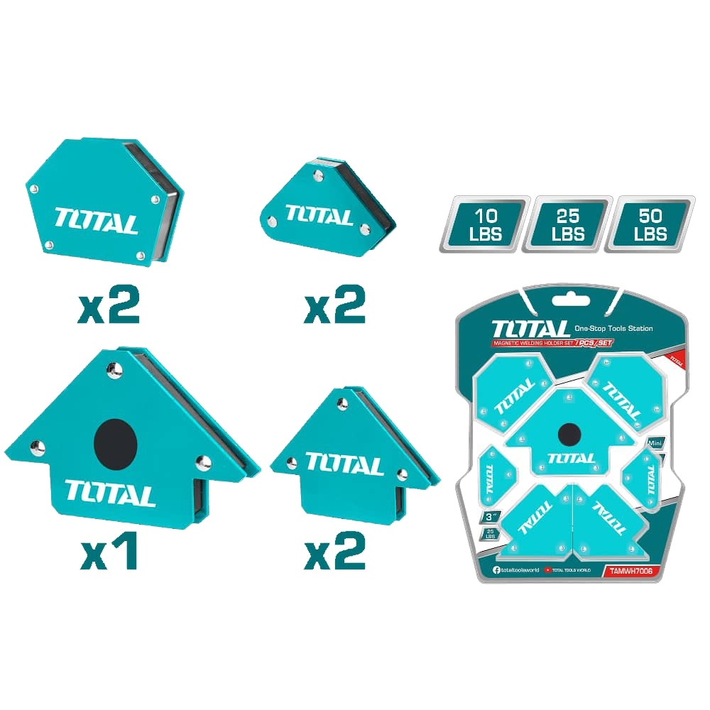Set coltare magnetice pentru sudura Total, 7 coltare, 30°, 45°, 75 ...