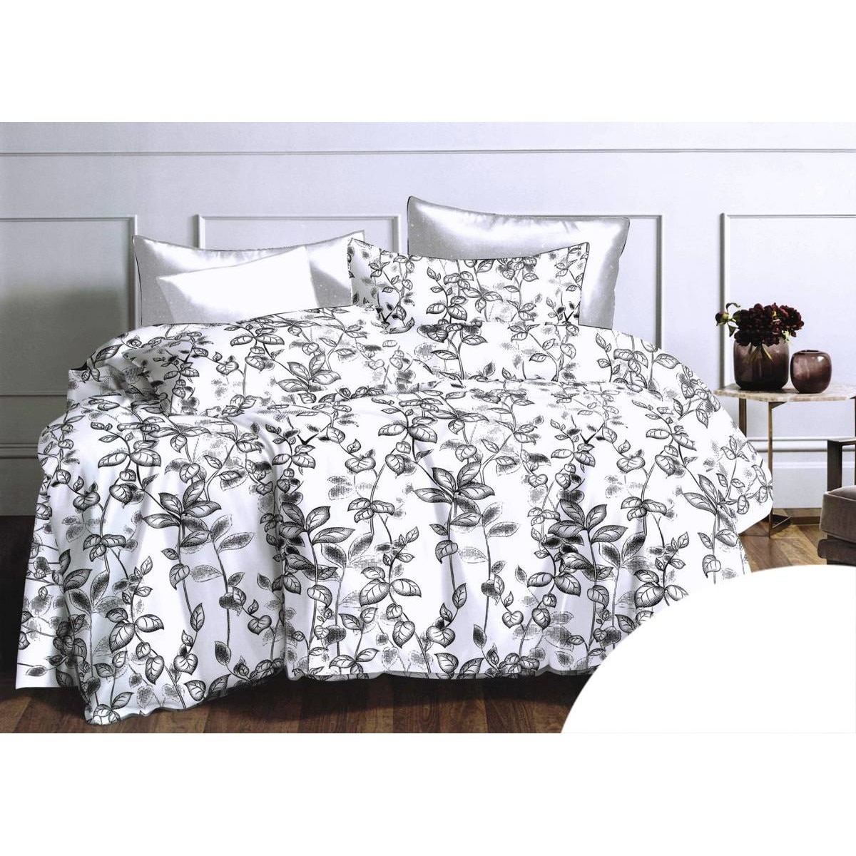 Set lenjerie de pat, 3 bucati, 1 persoana, 1228414, Microfibra, Alb ...