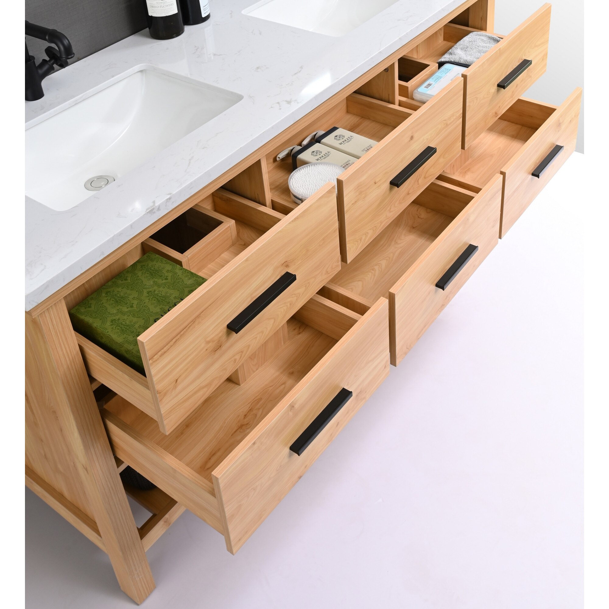 Set mobilier pentru baie, Astex, SomProduct, Natural, 150 cm, 3 piese ...