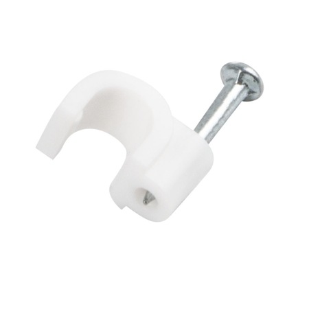 Cleme pentru prindere si fixare cabluri 5mm, cui de otel 14mm, Alb ...