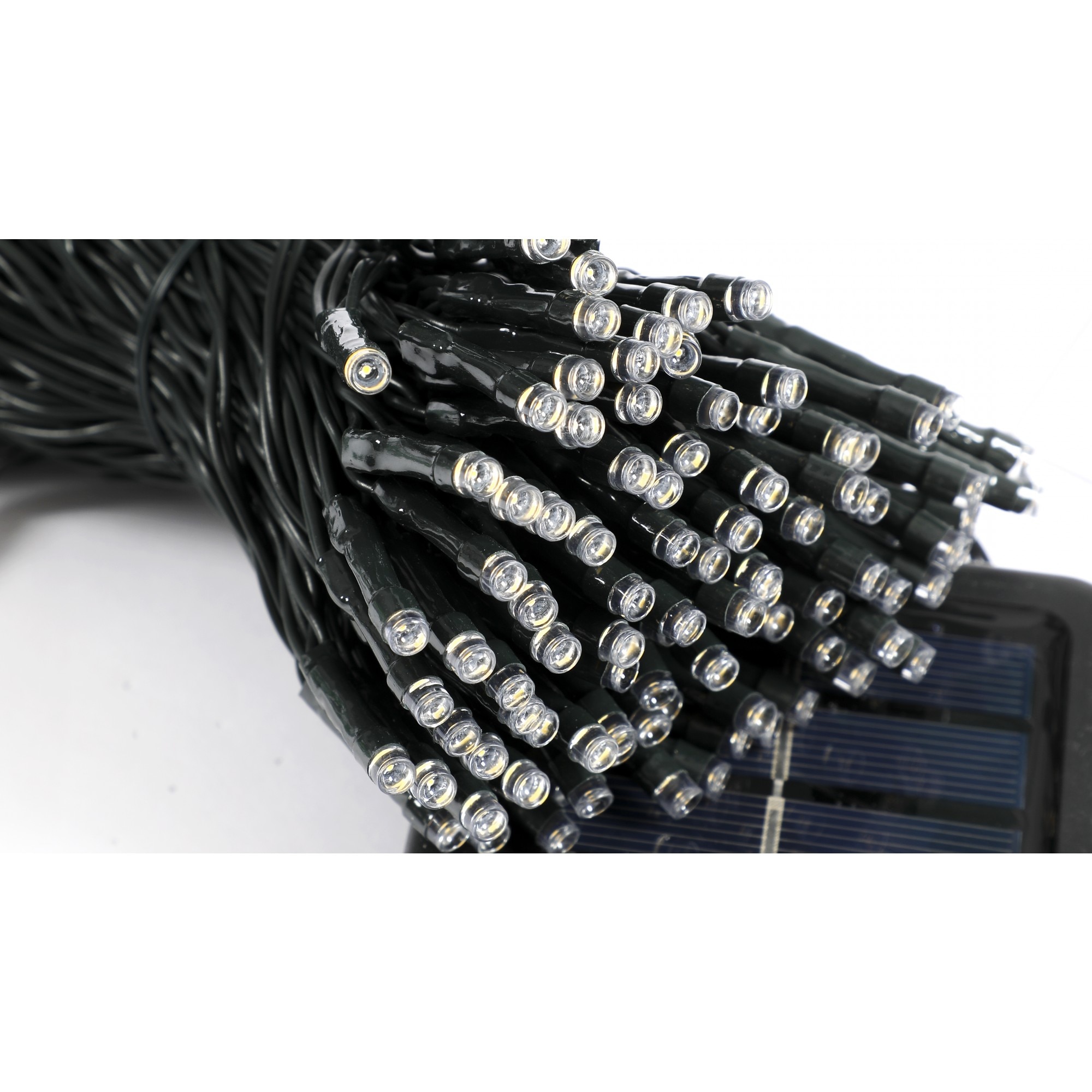 Instalatie de Craciun cu panou solar, Liniara, 20 m, 200 Leduri, Alb ...