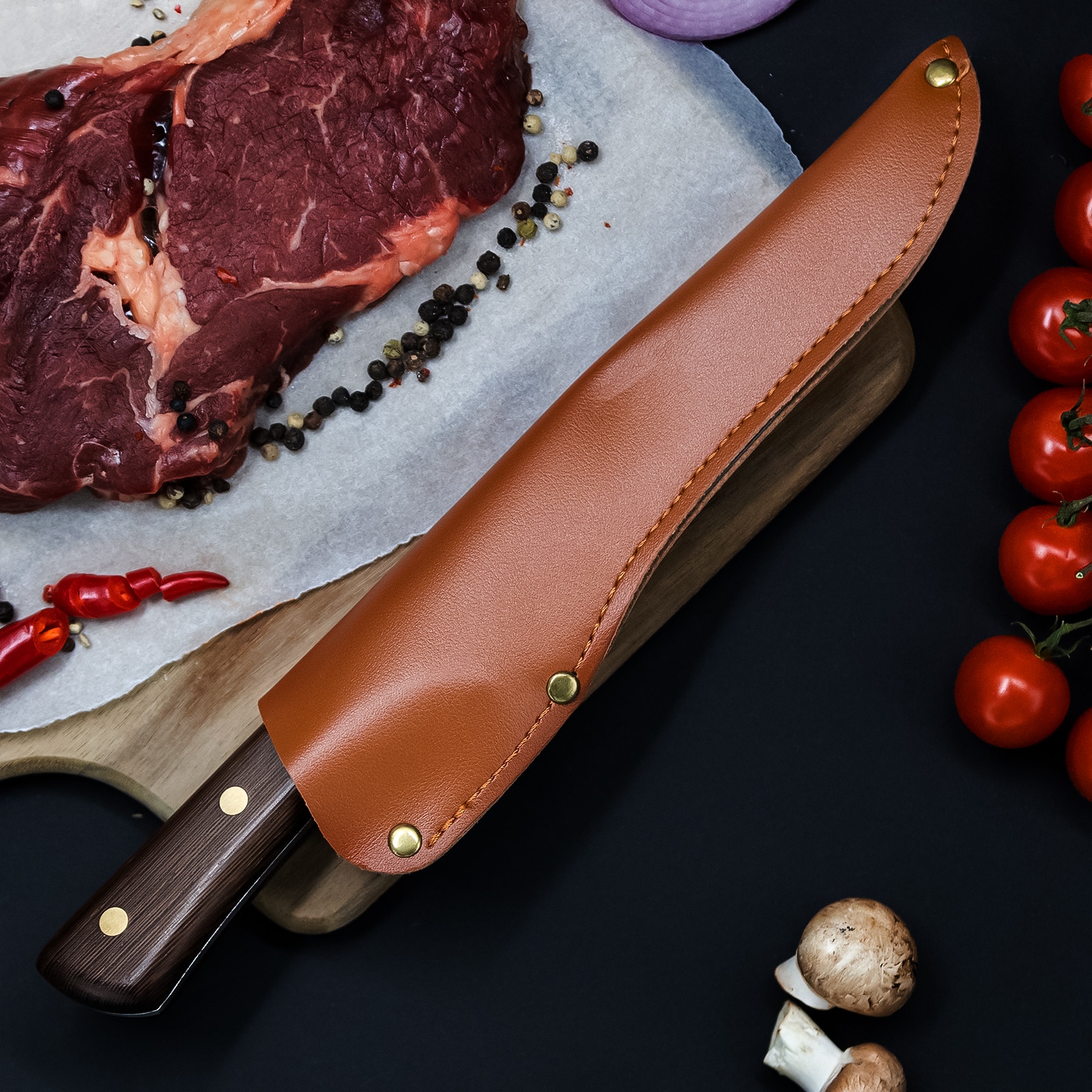 Cutit Barracuda, Finisaj Hammered, Otel 4Cr13, Maner Lemn Wenge, Full ...