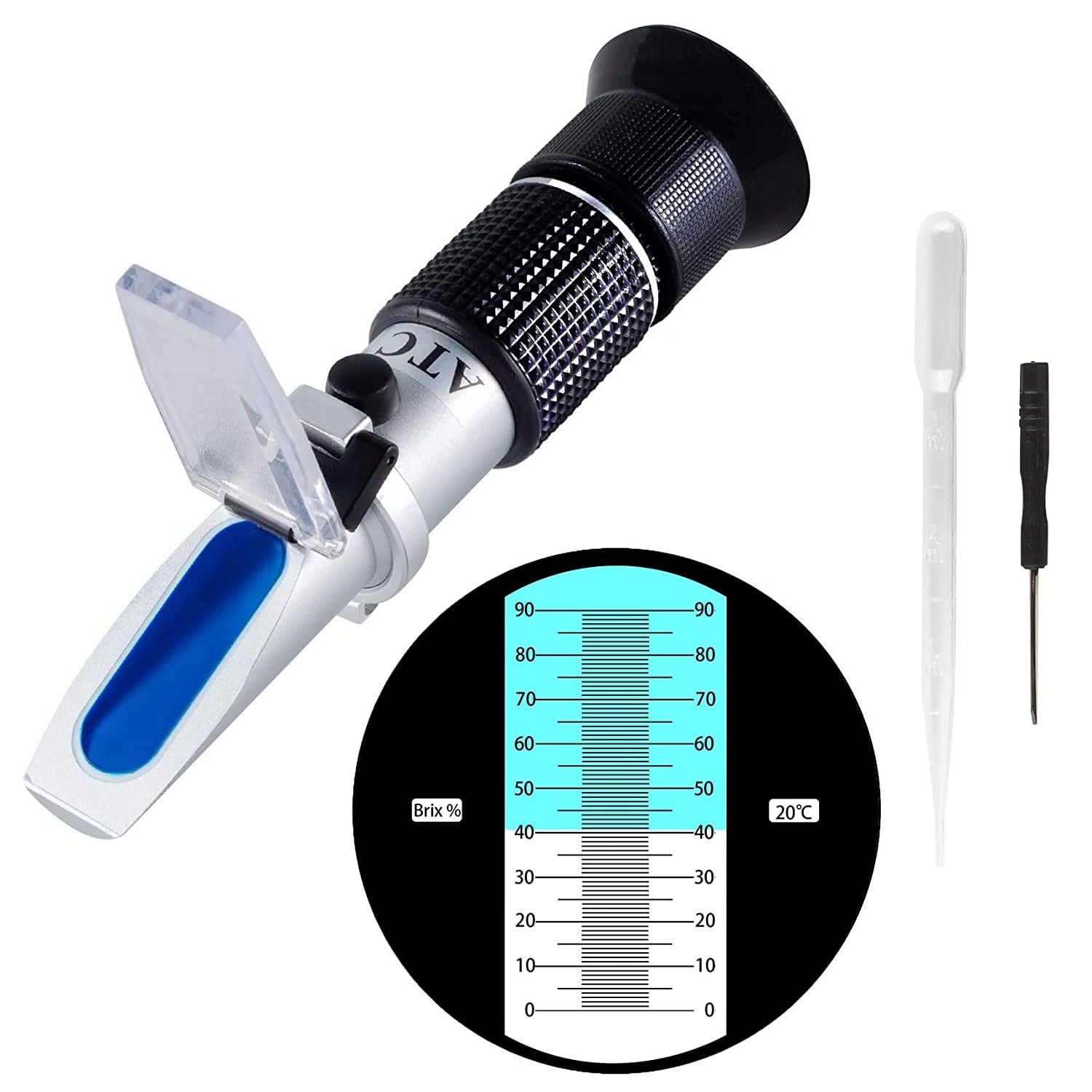 Refractometru, MzoLife, Brix 0-90% cu ATC, Albastru - eMAG.ro