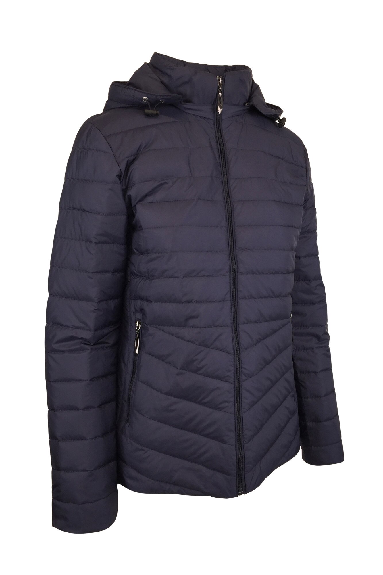 Geaca matlasata dama, gluga detasabila, albastru - eMAG.ro