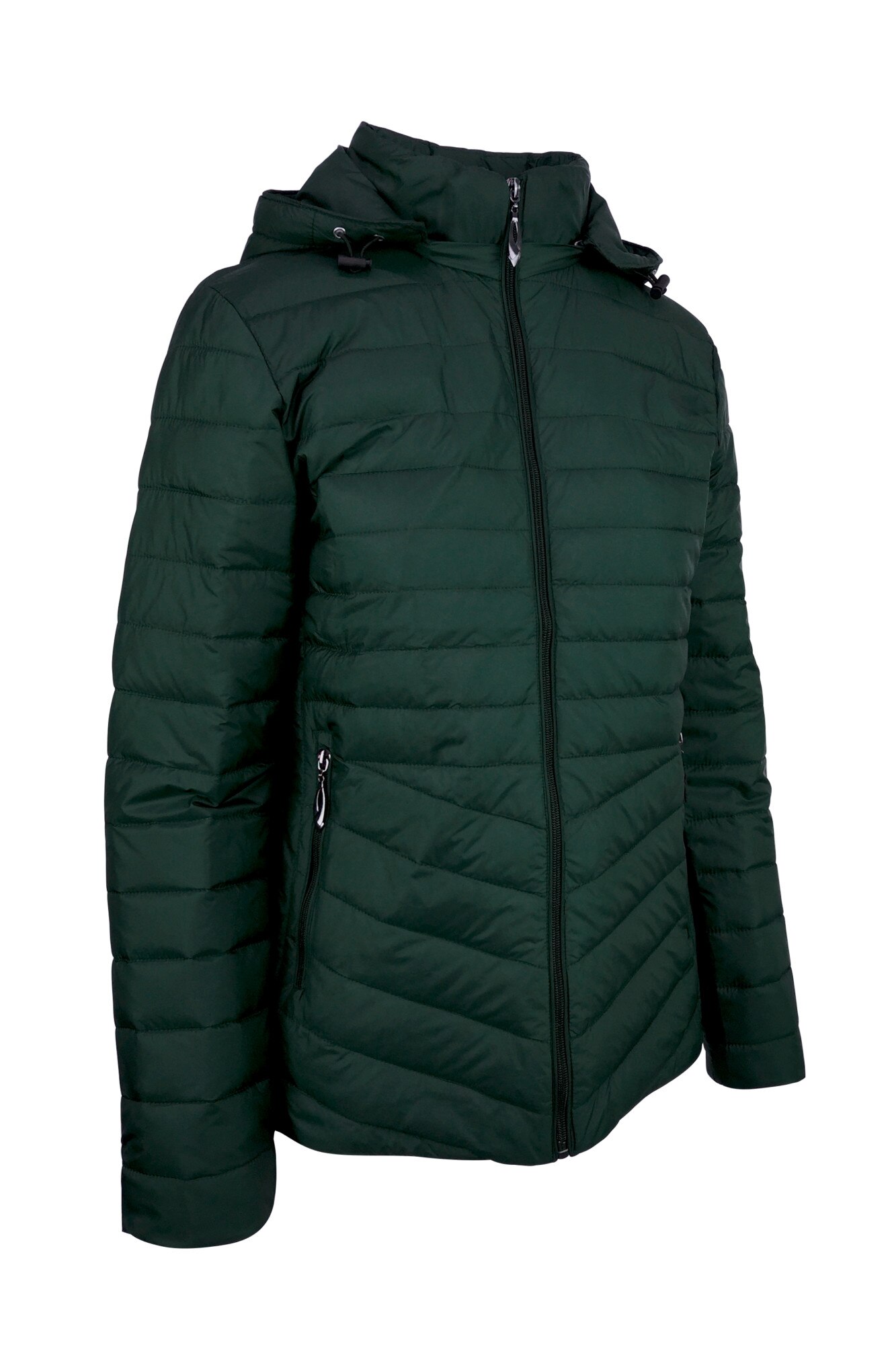 Geaca matlasata dama, gluga detasabila, verde, L - eMAG.ro