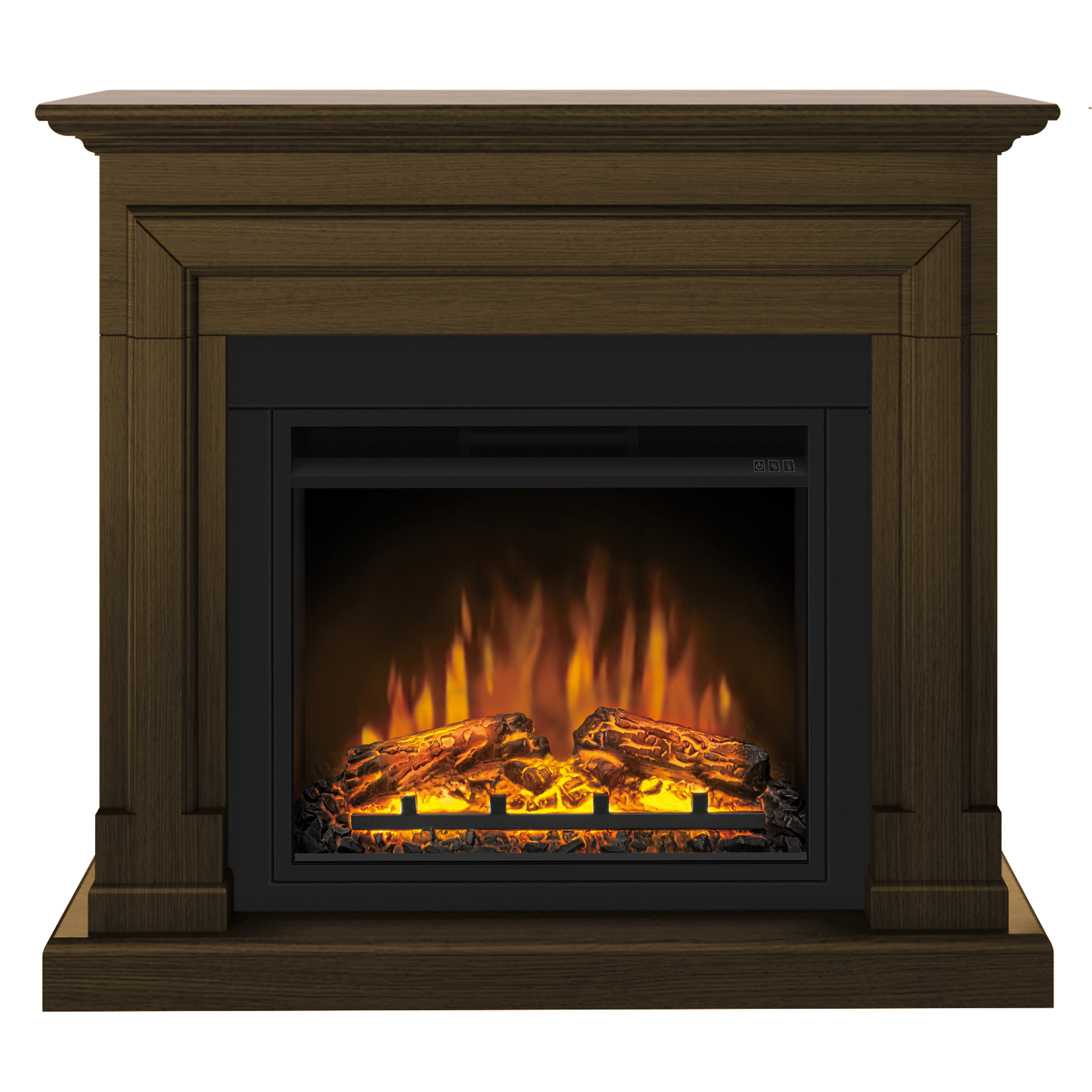 Semineu ECOFLAME - Barcelona walnut 110 x 95 x 30cm, flacara 3D de 23 ...