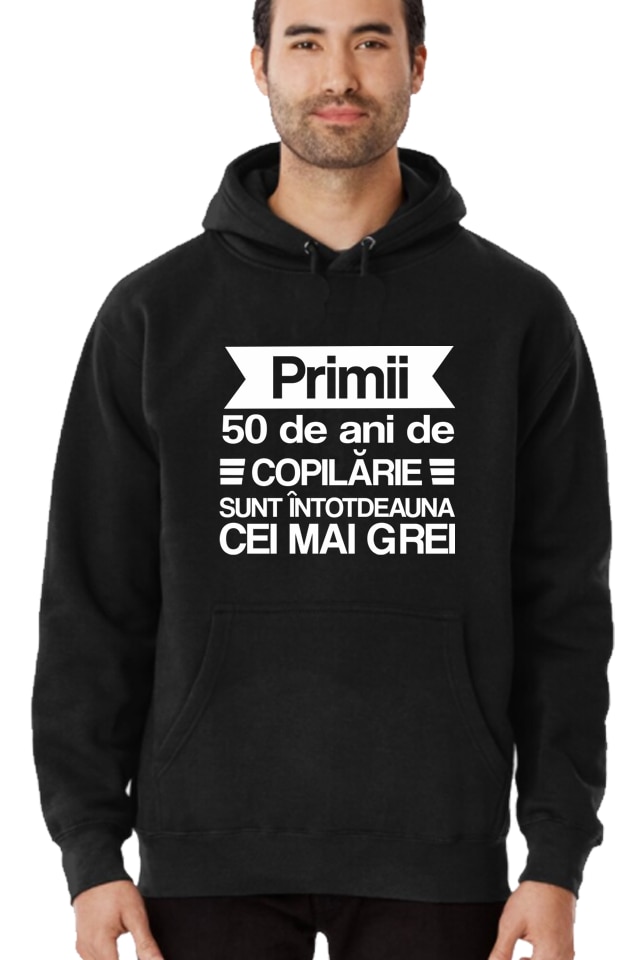 Hanorac Barbat Personalizat "Primii 50 de ani", Negru, M - eMAG.ro