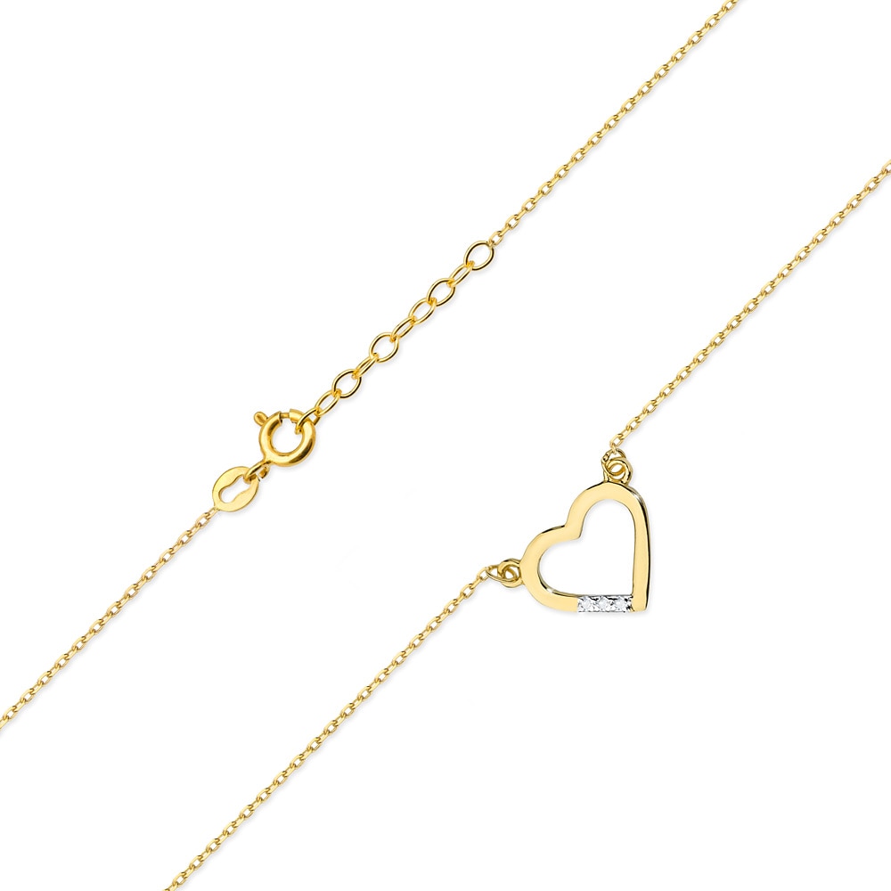 Lant Aur 14k Inima cu Diamante de 0.015ct - eMAG.ro