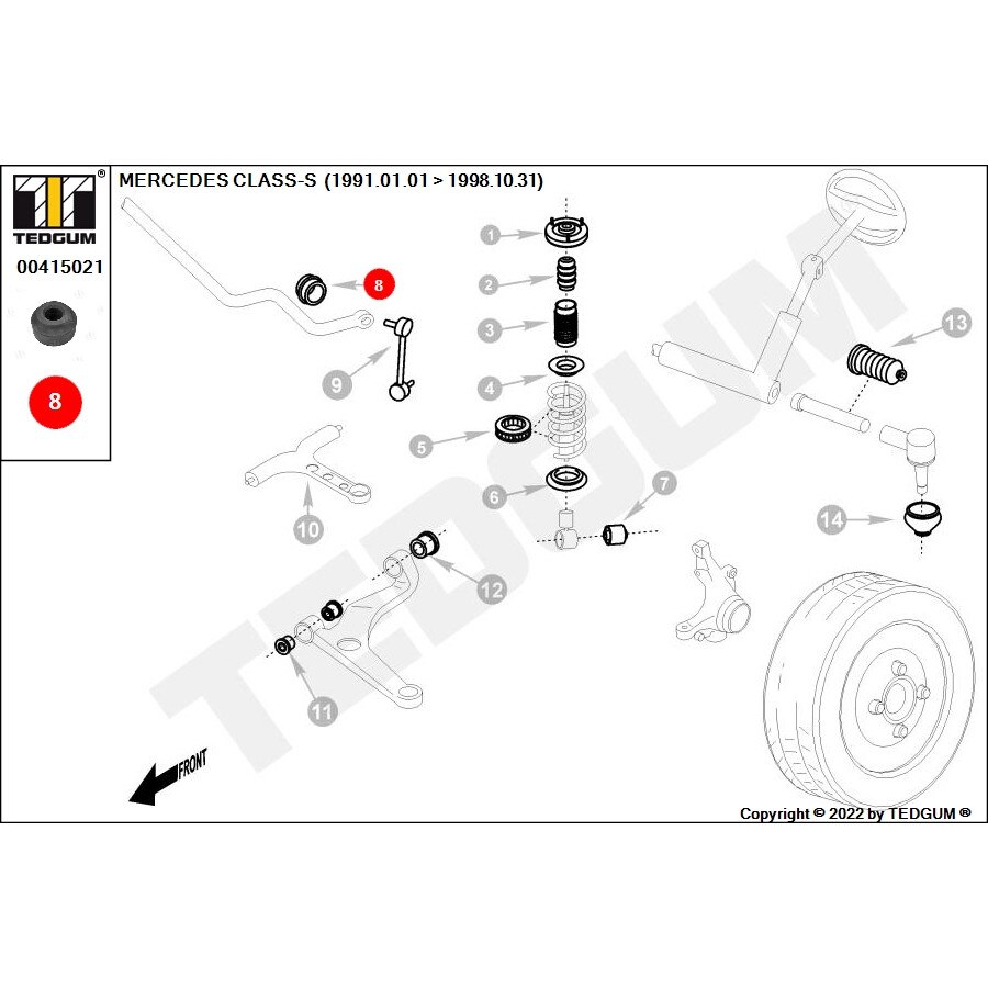 Bucsa stabilizator pentru Mercedes Clasa E/ Clasa S 1995, Tedgum, Gri ...
