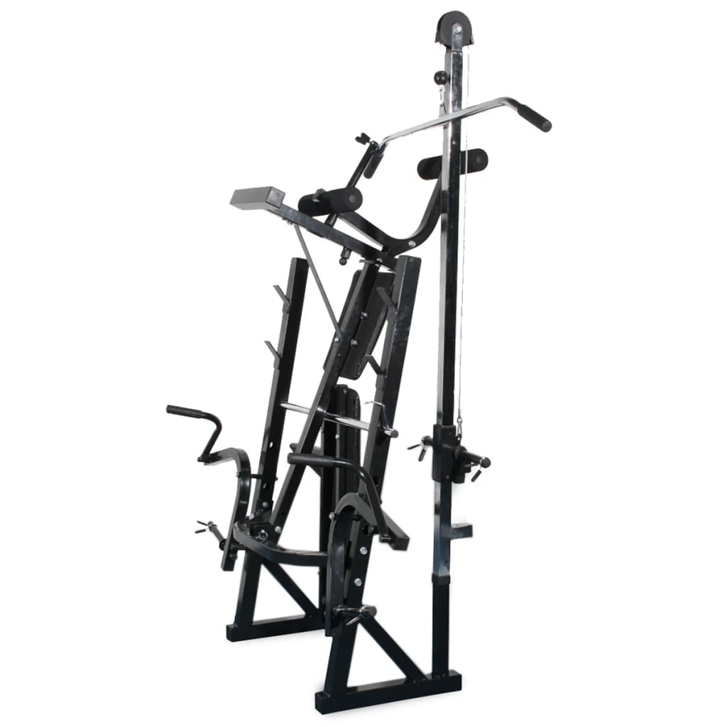 Banca fitness cu rastel greutati vidaXL, 35 x 29 x 3 cm, set haltere ...