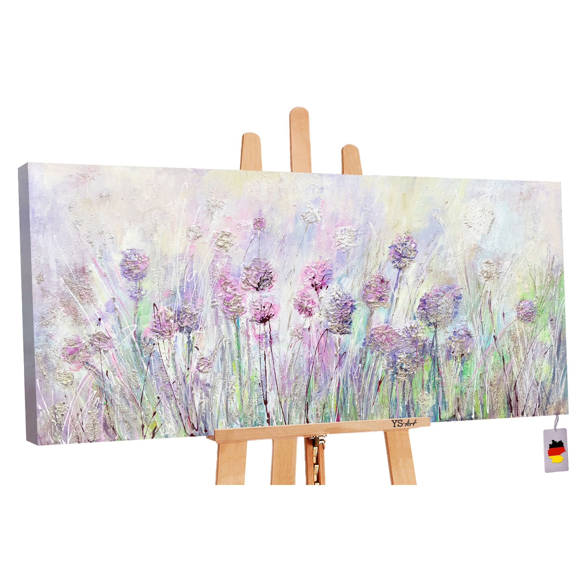 Tablou pictat manual Flori "Flori pe pajiste" 140x70cm - eMAG.ro