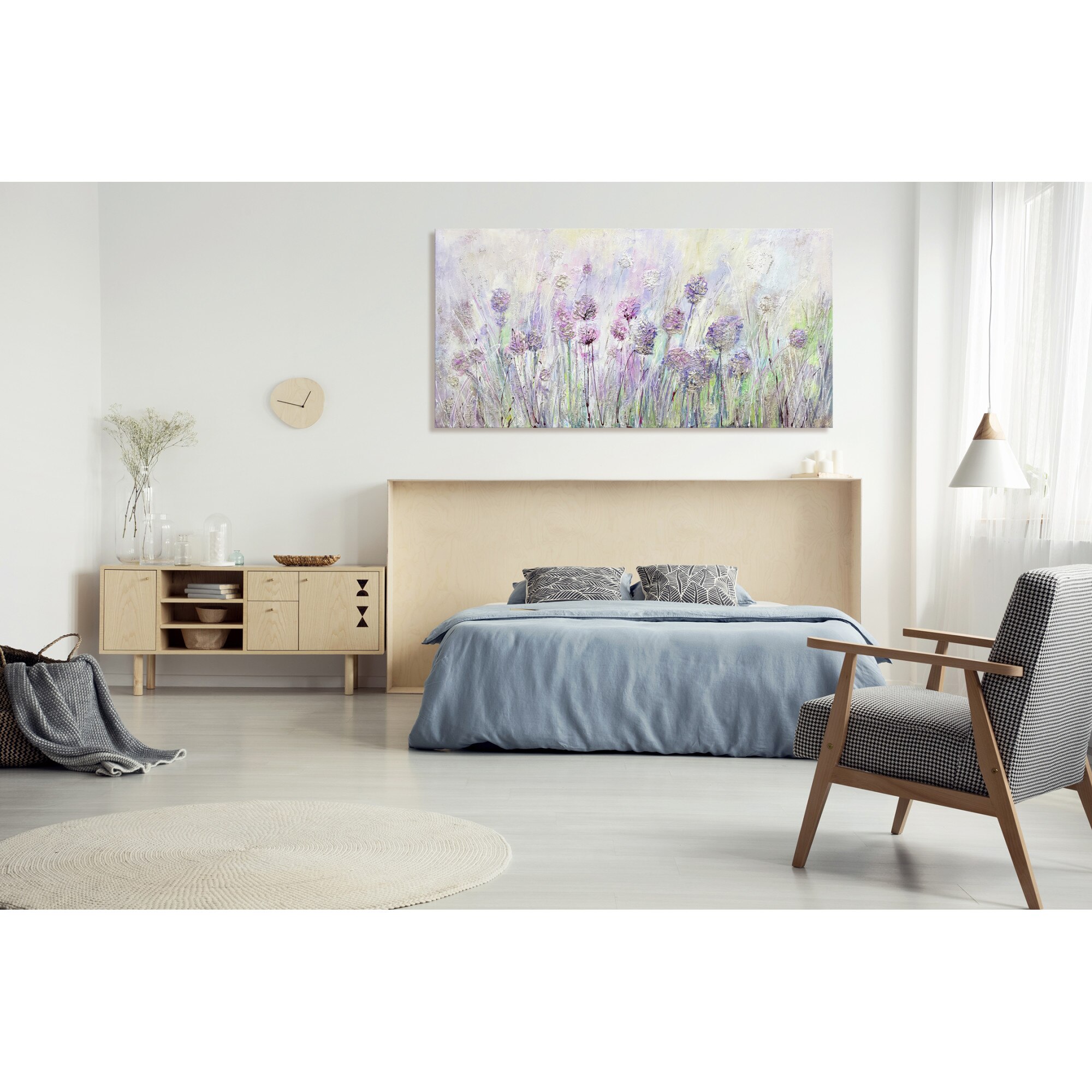 Tablou pictat manual Flori "Flori pe pajiste" 140x70cm - eMAG.ro
