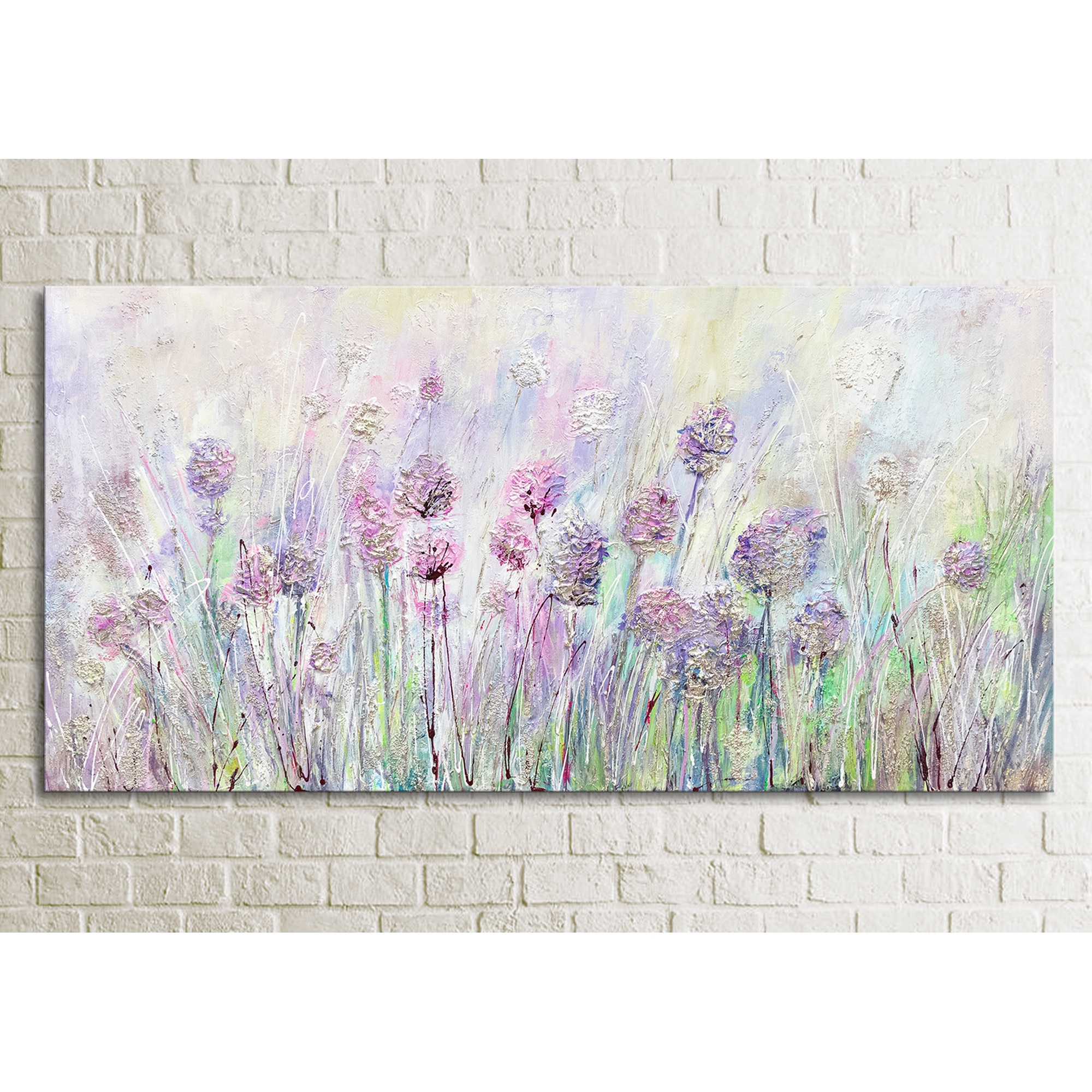 Tablou pictat manual Flori "Flori pe pajiste" 140x70cm - eMAG.ro